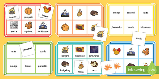 Autumn Bingo Game for Classroom Activities