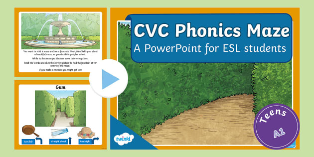 ESL CVC Phonics Maze PPT (teacher made) - Twinkl