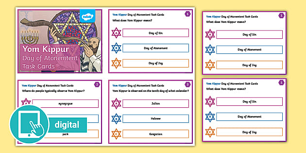 Yom Kippur Task Cards (teacher made)