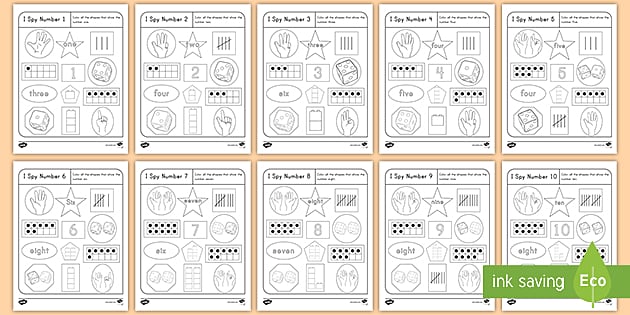 Number Sense I Spy Numbers 1-10 Activity Pack