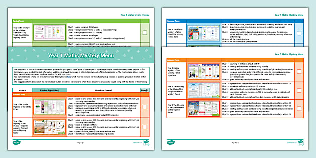 👉 Year 1 Maths Mystery Menu (Teacher-Made) - Twinkl