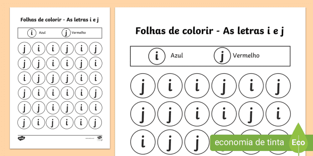 - Dislexia - Folha de colorir: Letras confusas - i/j