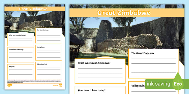 Great Zimbabwe Fact File Template (teacher made) - Twinkl