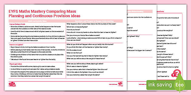 EYFS Maths Mastery Comparing Mass Planning and Continuous Provision Ideas EYFS Maths Mastery Comparing Mass Planning and Continuous Provision Ideas
