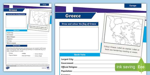 KS2 Greece Research Activity - Geography (teacher made)