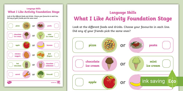 Language Skills: What I Like Activity Foundation Stage