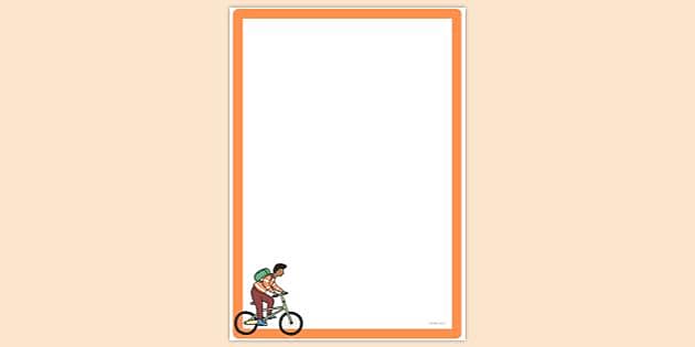 FREE! - Simple Blank Child On A Bike Page Border | Twinkl