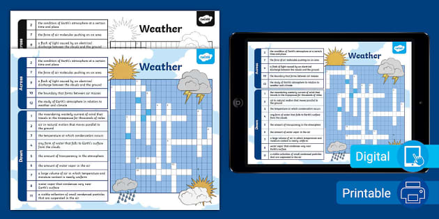 Weather Crossword for 6th-8th Grade (teacher made) - Twinkl