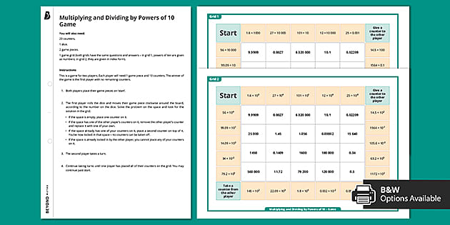  Multiplying And Dividing By Powers Of 10 Game KS3 Maths