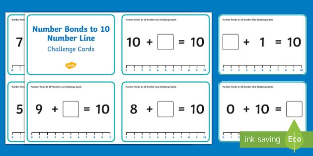 Number Bonds to 10 with a Number Line Challenge Cards