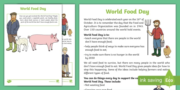 World Food Day Fact File - F-2 (teacher made) - Twinkl