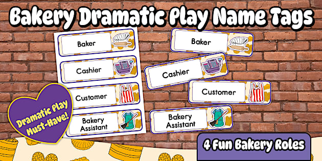 Bakery Dramatic Play Name Tags