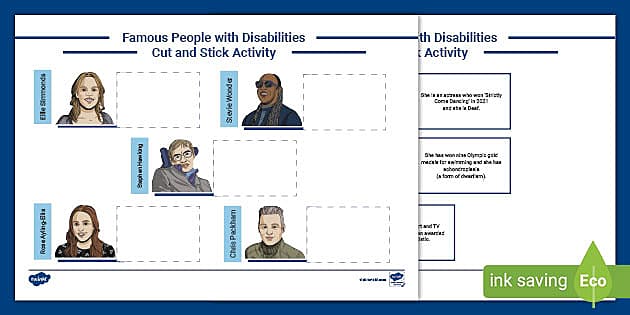 Older Learners: Famous People with Disabilities Cut and Stick Activity