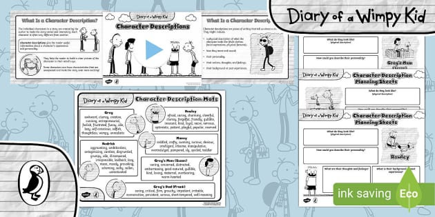 FREE Diary of a Wimpy Kid Character Description Teaching Pack