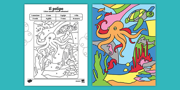 Colora con i numeri | il polpo