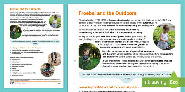 Froebel Outdoors - Froebel early years - Early Years CPD
