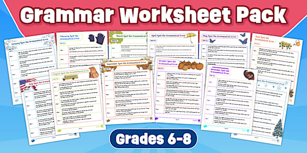Spot the Grammatical Error Worksheet Pack for 6th-8th Grade