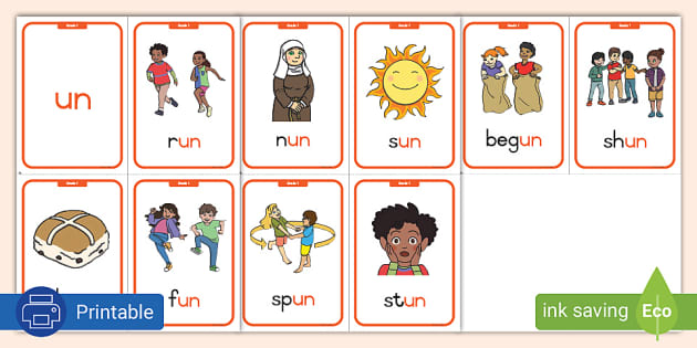 Grade 1 Phonics: -un Flashcards (teacher made) - Twinkl