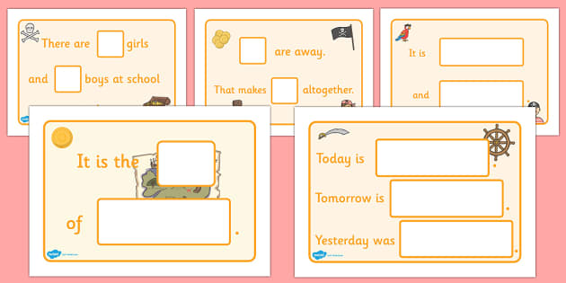 Pirate Themed Days of the Week Classroom Display Calendar