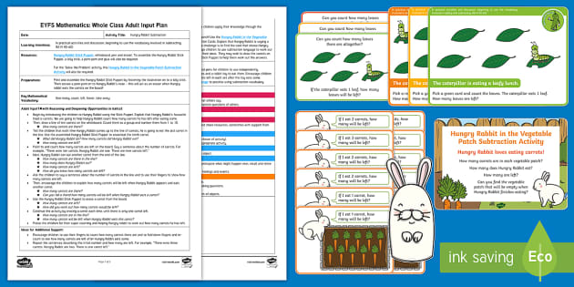 Kindergarten Maths: Hungry Rabbit Subtraction Whole Class Adult Input ...