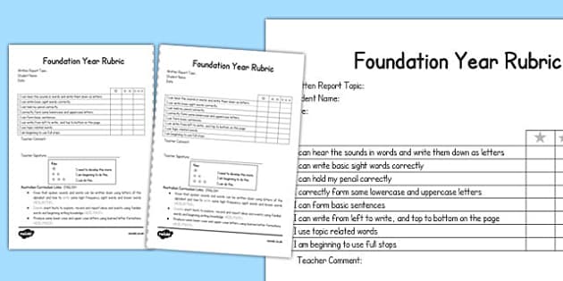 Written Report Rubric Foundation - Twinkl