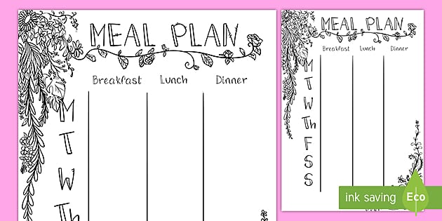 Floral-Themed Meal Planner Bullet Journal Page