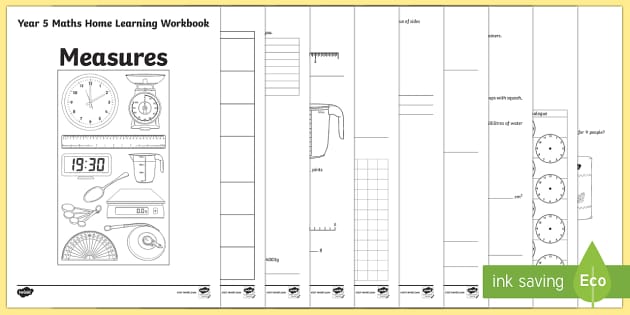 Learning from Home Maths Workbook Year 5 Measures - Twinkl