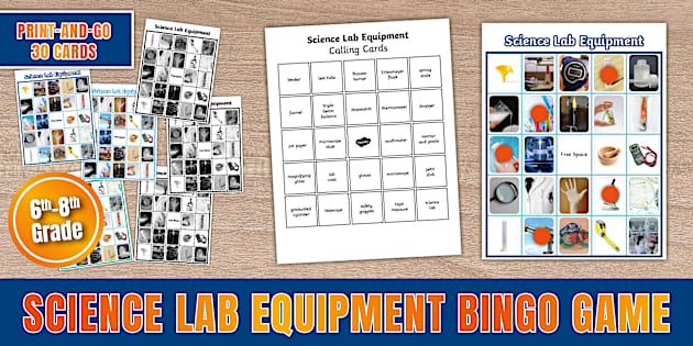 Science Lab Equipment Bingo Game for 6th-8th Grade - Twinkl