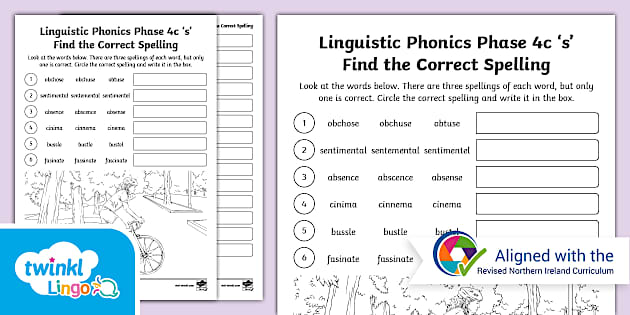 Linguistic Phonics Phase 4c 's' Find the Correct Spelling