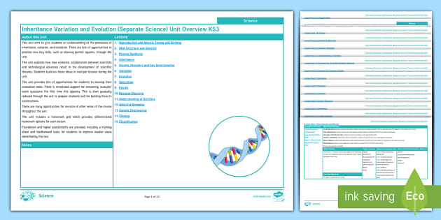 FREE! - GCSE Inheritance, Variation and Evolution Unit Overview FREE! - GCSE Inheritance, Variation and Evolution Unit Overview