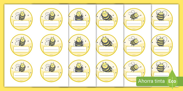 Spelling Bee - etiquetas para nombres - Twinkl