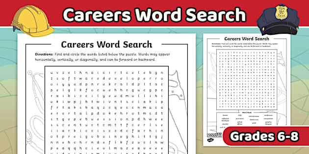 Careers Word Search for 6th-8th Grade