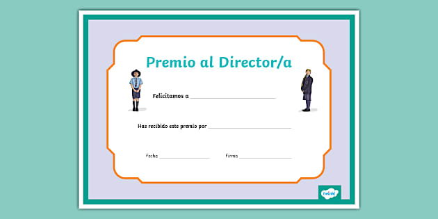 Certificado: Premio al Director/a (Día del Director de Escuela)
