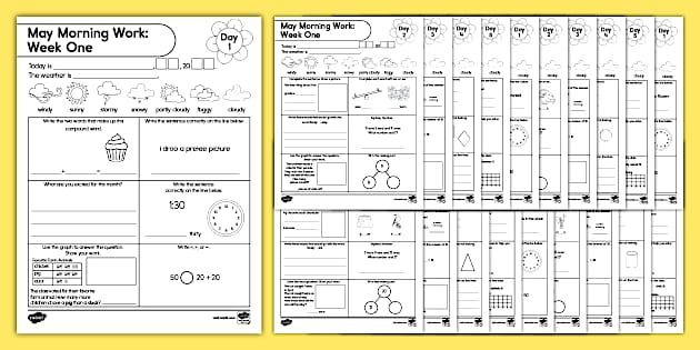 First Grade May Morning Work Bundle (Hecho por educadores)