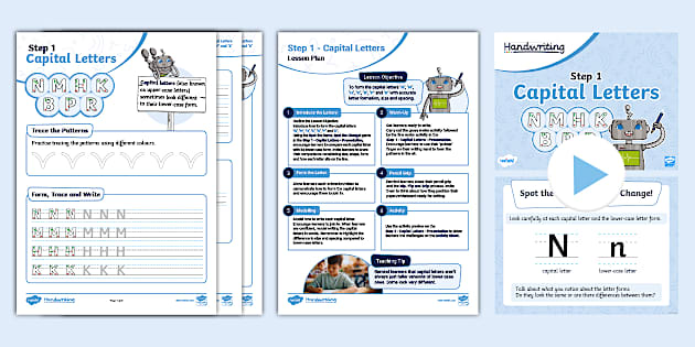 Twinkl Handwriting Scheme: Step 1 Robot Capital Letters Pack