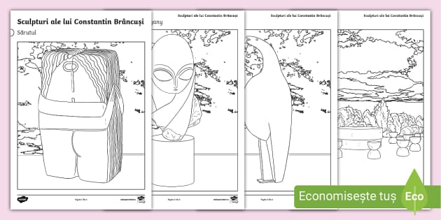 Constantin Brâncuși - desene cu sculpturi pentru copii