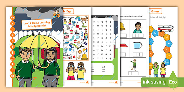 Phonics Home Learning Activity Booklet Level 2 ck, e, u, r, h, b, f, ff, l,