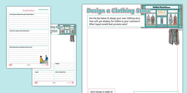 Design a Clothing Store Worksheet (teacher made) - Twinkl