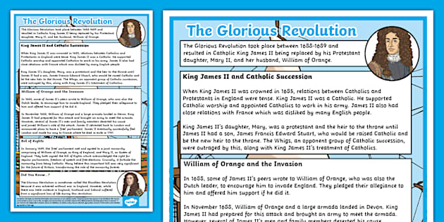 The Glorious Revolution Fact File (teacher made) - Twinkl