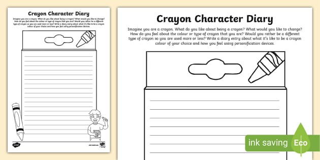 Crayon Character Diary Writing Template (teacher made)