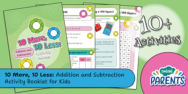 10 More, 10 Less: Addition and Subtraction Video Activity Booklet for Kids