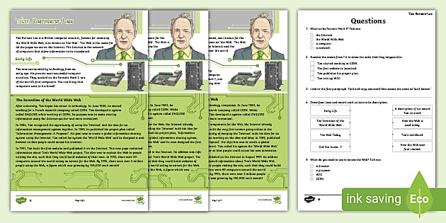 LKS2 Tim Berners-Lee Differentiated Comprehension Activity