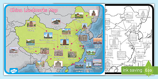 China Landmarks Map Display Poster (teacher made) - Twinkl