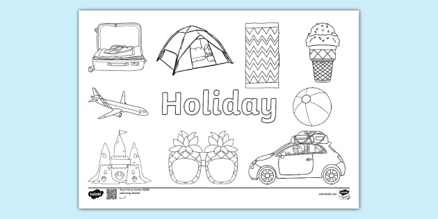 Holiday Doodle Colouring Page (teacher made) - Twinkl