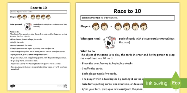 Race To 10 Maths Game Maths Games Numbers To 10 Ordering Race To 10 Maths Game Maths Games Numbers To 10 Ordering
