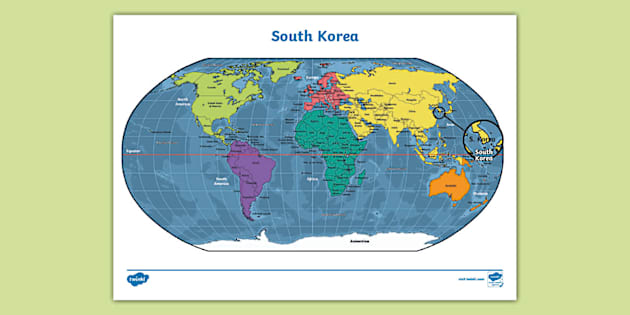 South Korea World Map Display Poster (Teacher-Made) - Twinkl