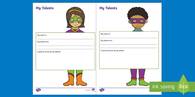 My Talents Superhero-Themed Worksheet / Worksheet - My Talents Superhero