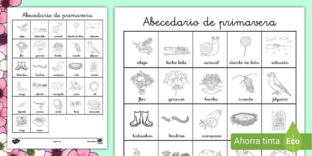 Hoja de colorear: Abecedario de primavera (teacher made)