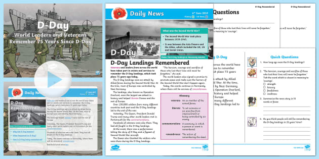 D-Day 75th Anniversary Reading Comprehension | Twinkl