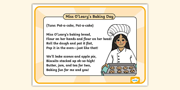 Miss O'Leary's Baking Day Nursery Rhyme Poster